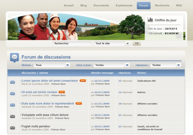 Portail intranet de RH pour la grande distribution